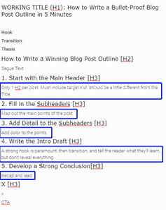 How to Write a Bullet-Proof Blog Post Outline in 5 Minutes